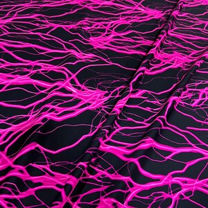 UV Neon Pink Lightning Print Four Way Stretch Fabric (by the Yard) - Etsy