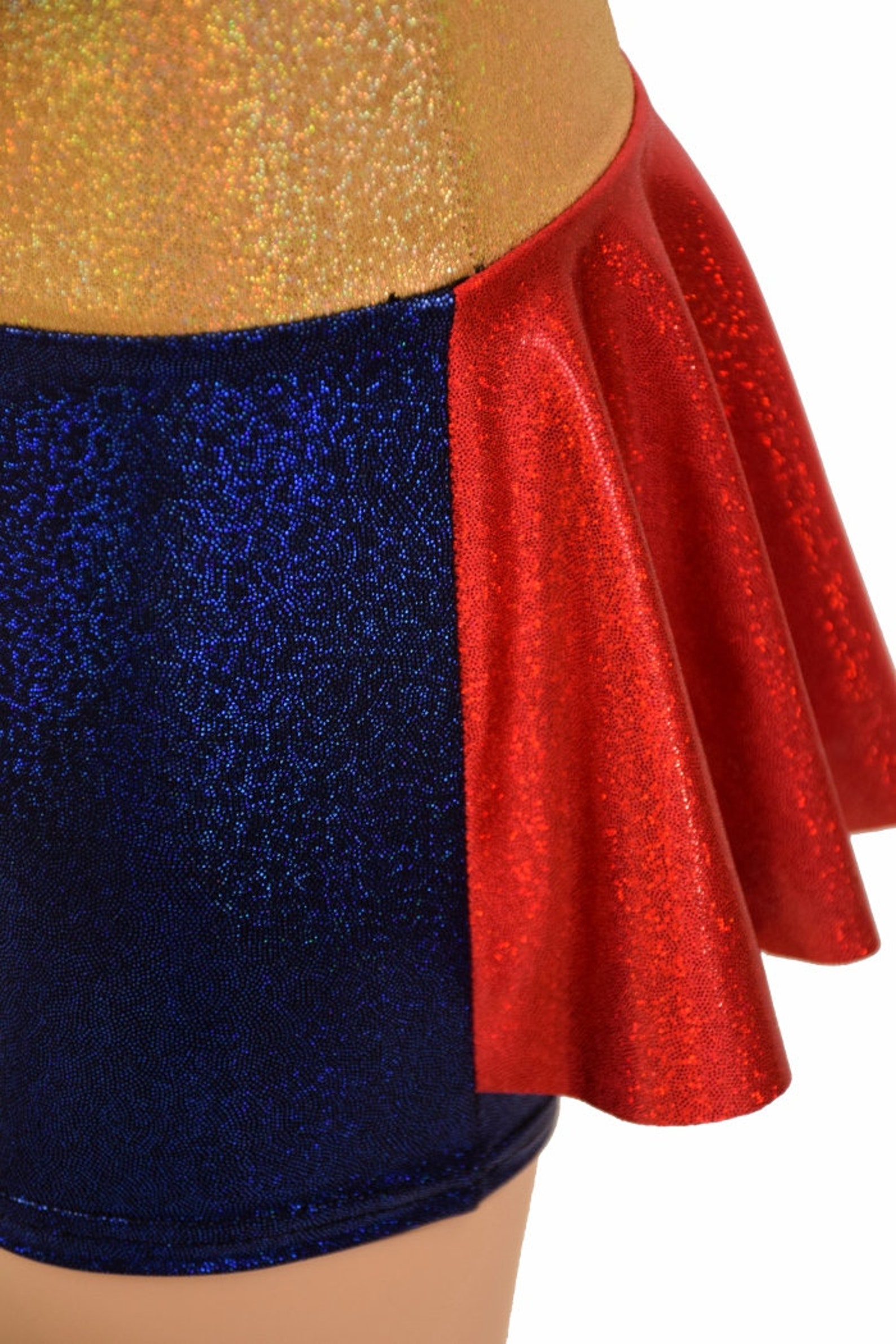 Kids Super Hero Ruffle Rump Dance Shorts // Gold SJ Waistband, Red SJ ...