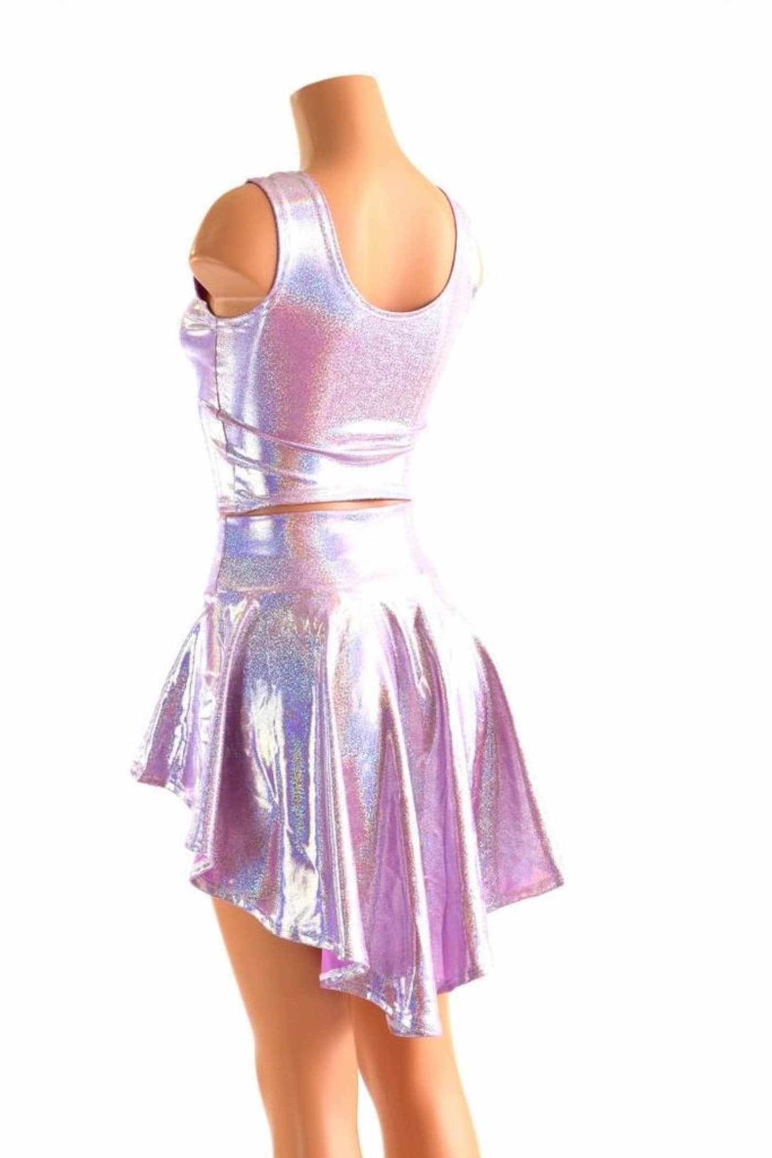 3PC Rave Outfit Lilac Purple Sparkly Jewel Holographic Crop - Etsy