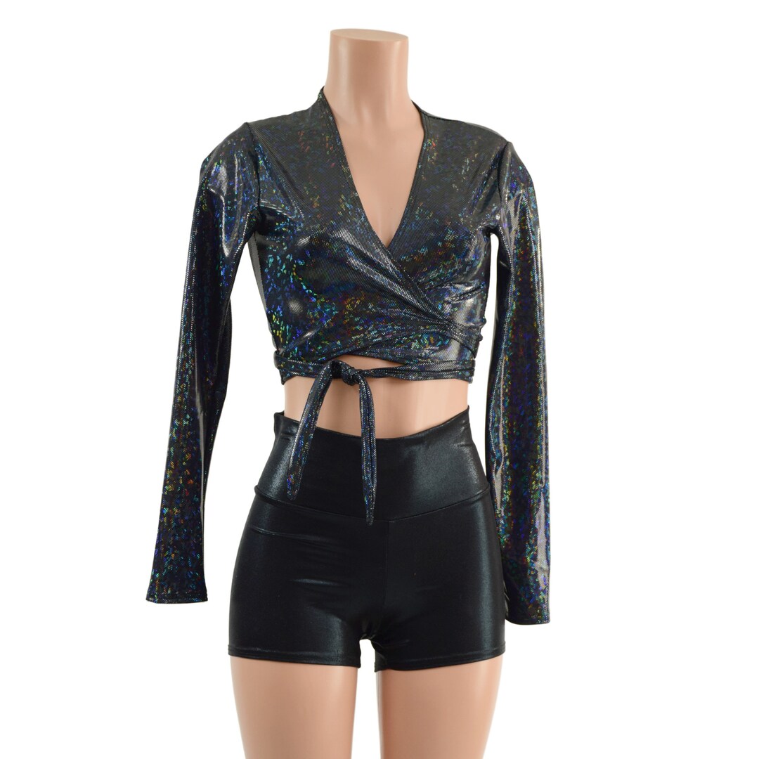 Long Sleeve Wrap and Tie Top in Black Kaleidoscope (top Only) 15810544 ...
