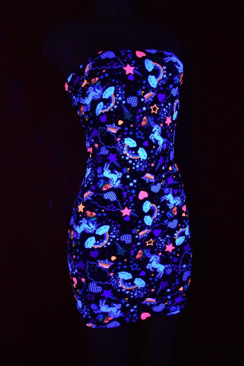 Neon Unicorns and Rainbows Strapless Tube Dress Clubwear - Etsy