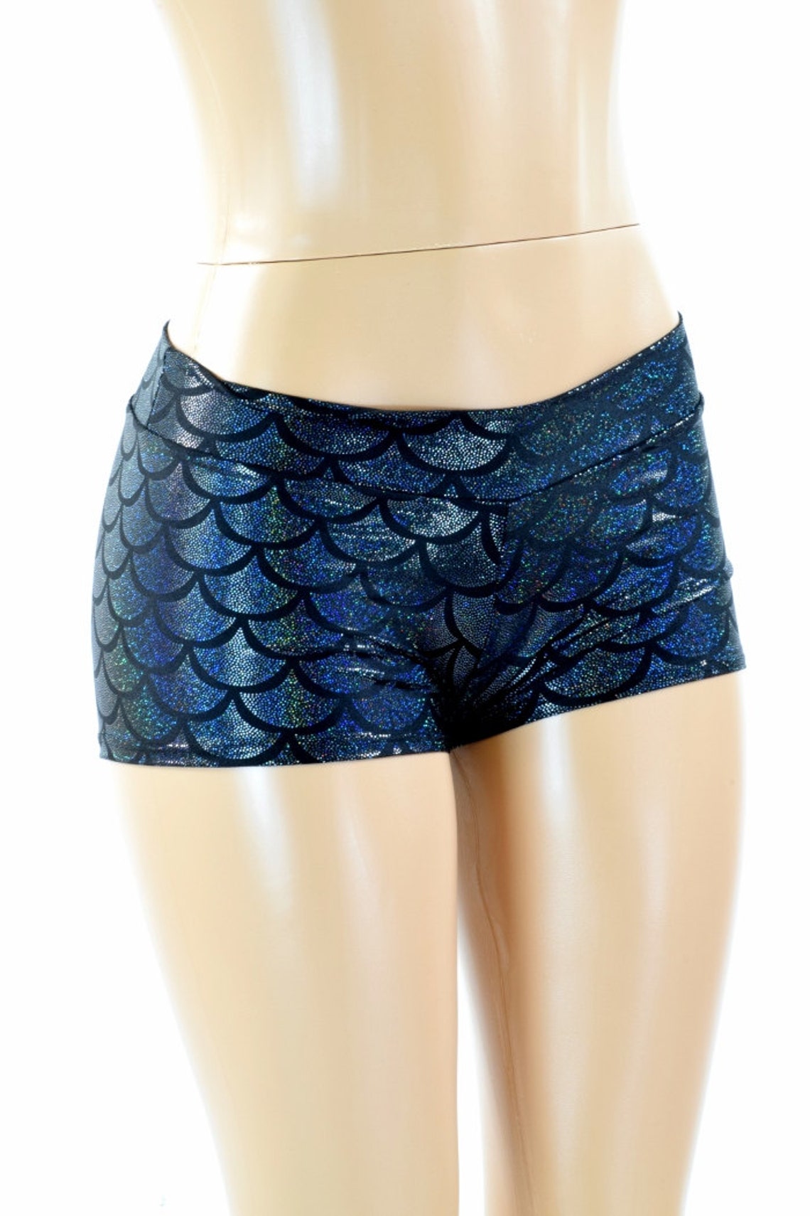 Black Dragon Mermaid Scale Lowrise Booty Shorts Rave Festival - Etsy