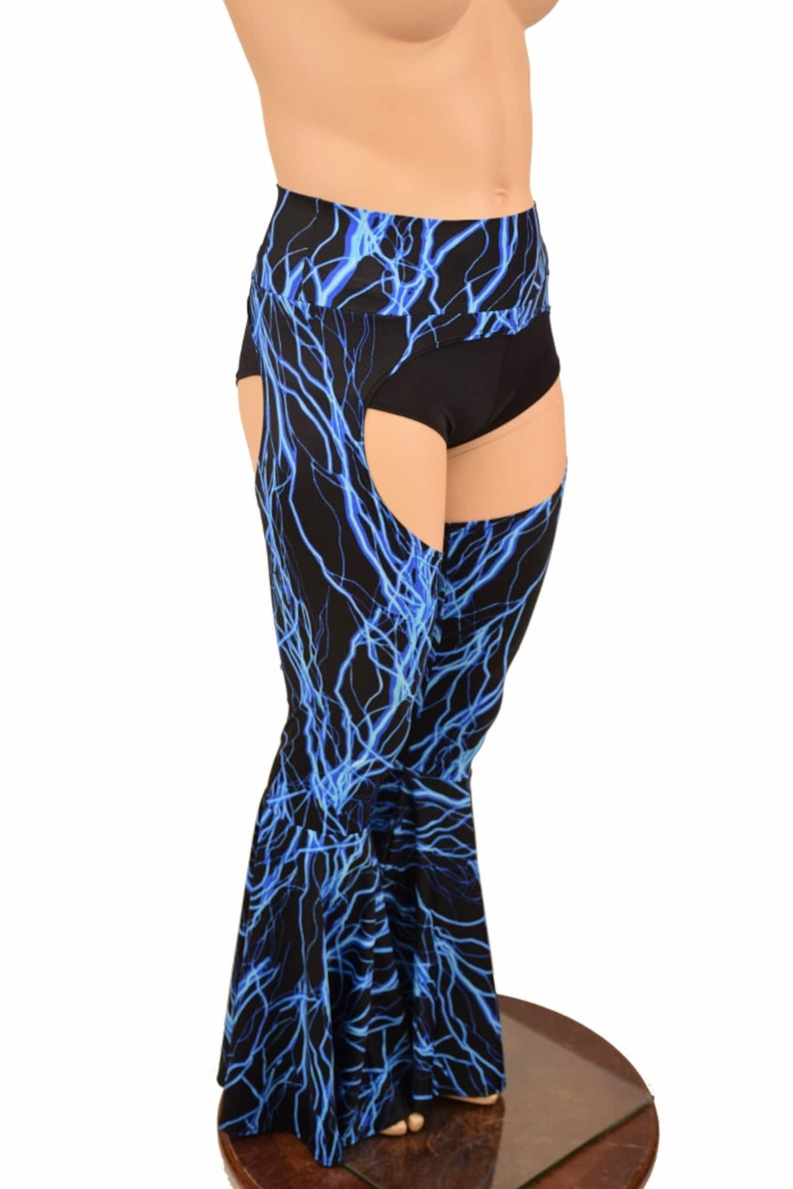 Bell Bottom Flare Chaps in Blue UV Glow Lightning 156847 - Etsy
