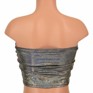 Silver Holographic Lace up Strapless Style Crop Top - 155771 - Etsy