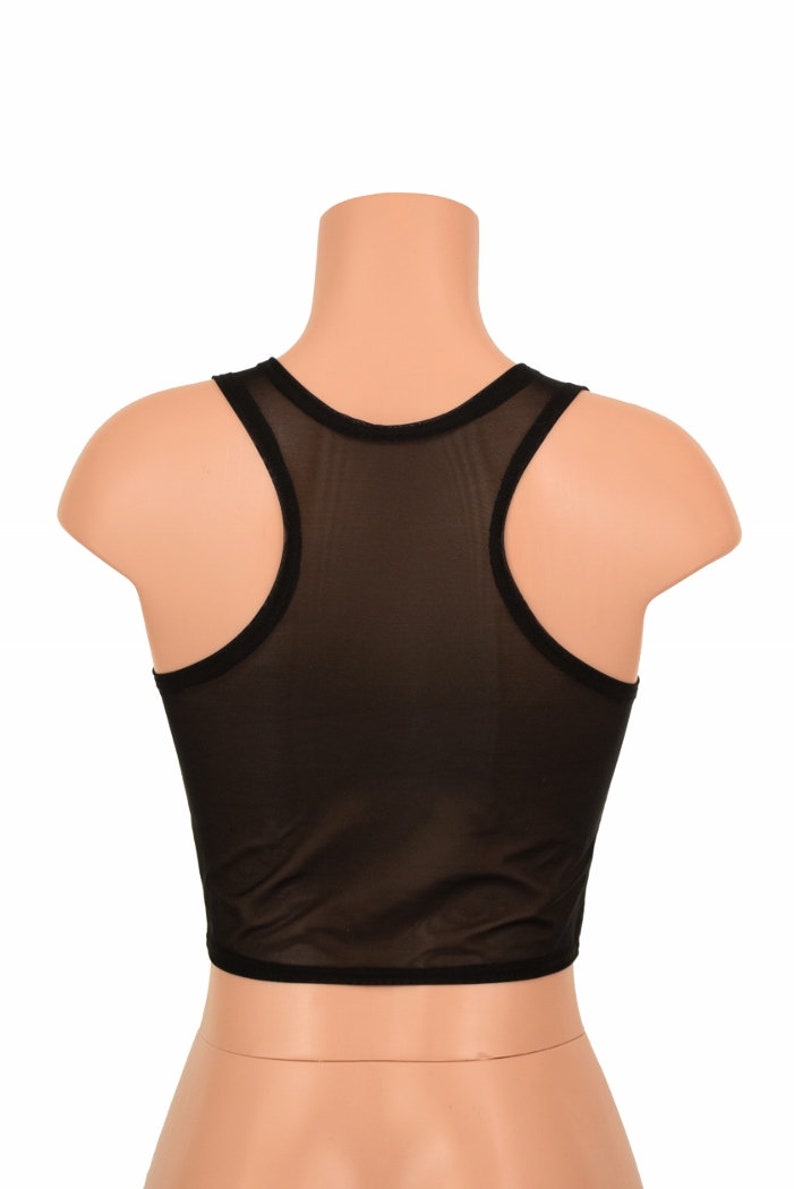 Black Mesh Racerback Crop Top Spandex Clubwear Rave Festival - Etsy