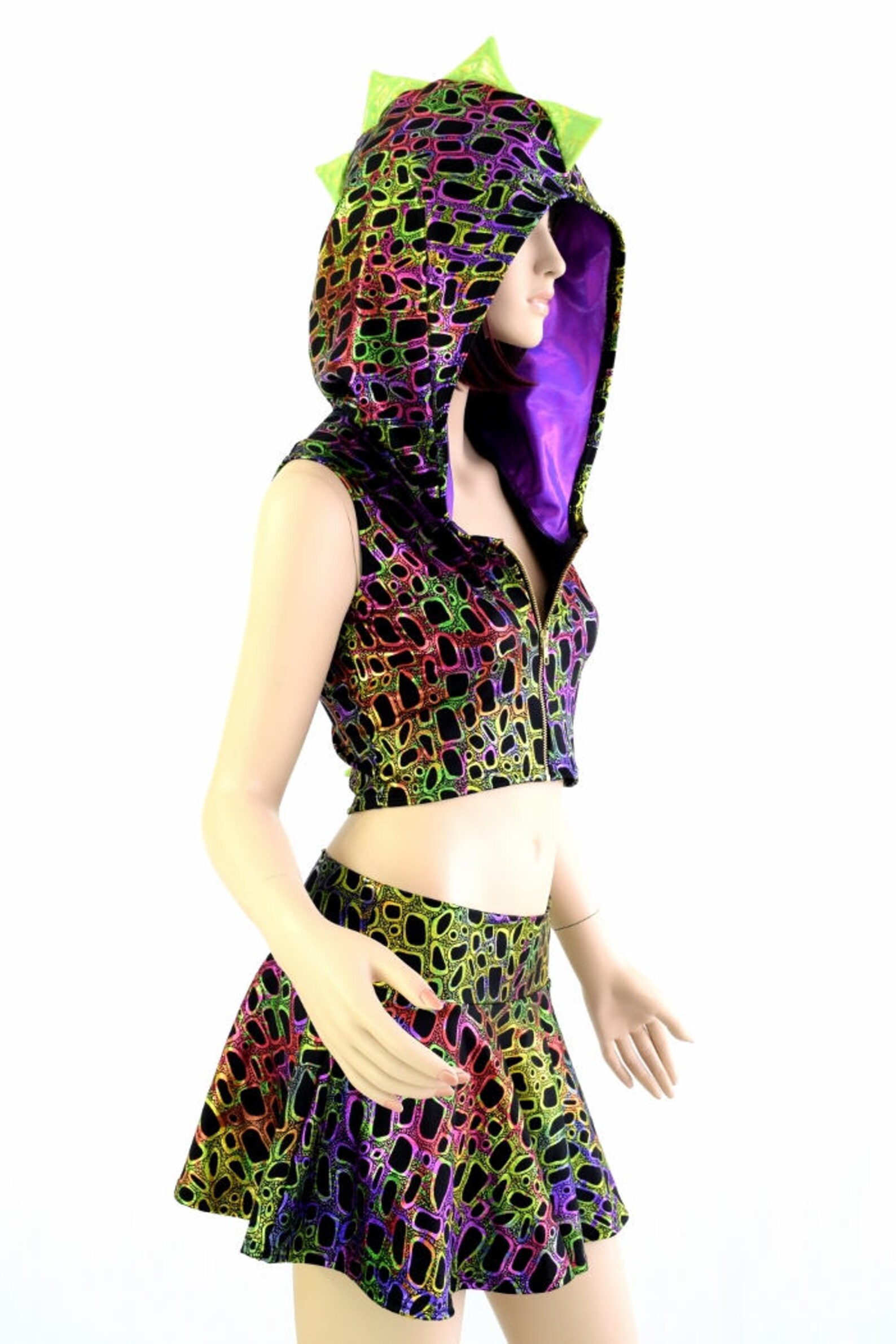 Poisonous Print Sleeveless Zipper Front Crop Top and | Etsy