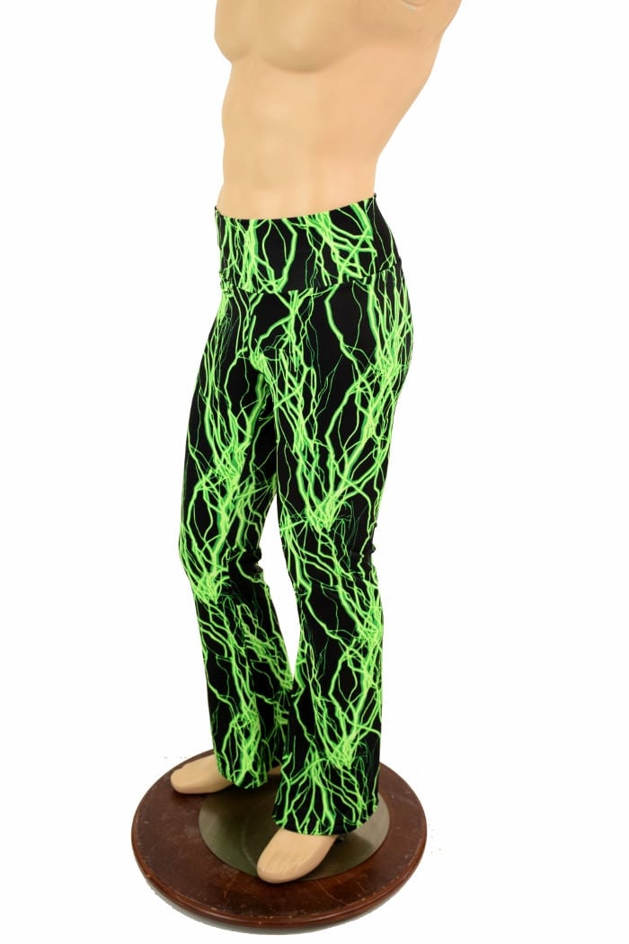 Mens Neon UV Glow Green Lightning Bootcut Pants -155091 - Etsy