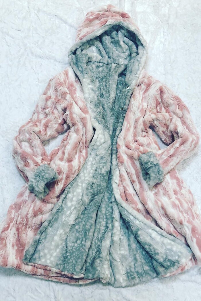 Reversible Minky A Line Coat in Silver Fawn Minky and | Etsy