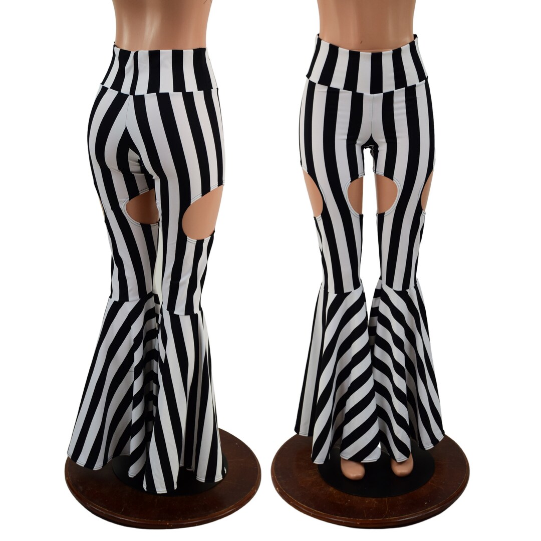 Black and White Striped Garter Style Bell Bottom Flares - Etsy