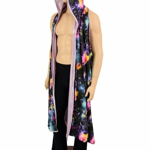 Reversible Hooded Racerback Duster Lilac Holographic / UV Glow Galaxy ...