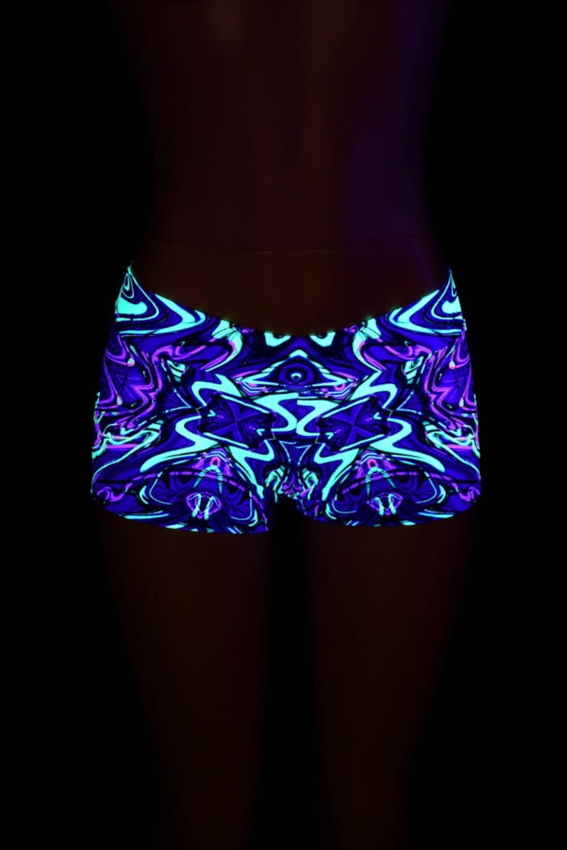 Lowrise Neon Melt Booty Shorts Neon UV Glow Rave Festival - Etsy