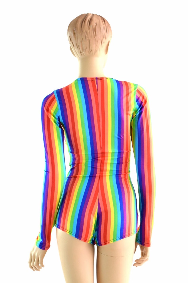 Rainbow Stripe Long Sleeve Romper no Hood Rave Festival | Etsy