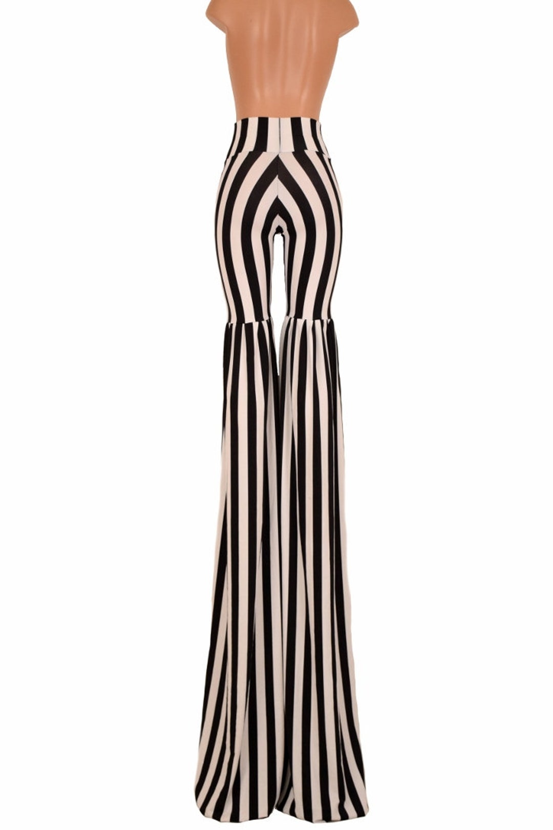 Leggings Style Stilt Pants in Vertical Black and White Stripe - Etsy