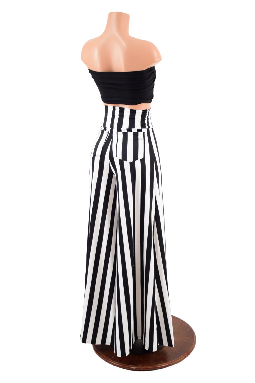 Black and White Stripe Wide Leg Pants With High Waist, and BACK POCKETS ...