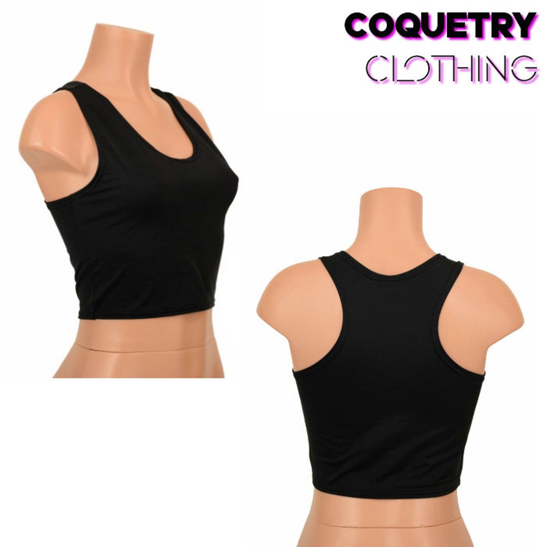 Black Zen Soft Knit Racerback Crop Top Spandex Clubwear Rave Festival ...