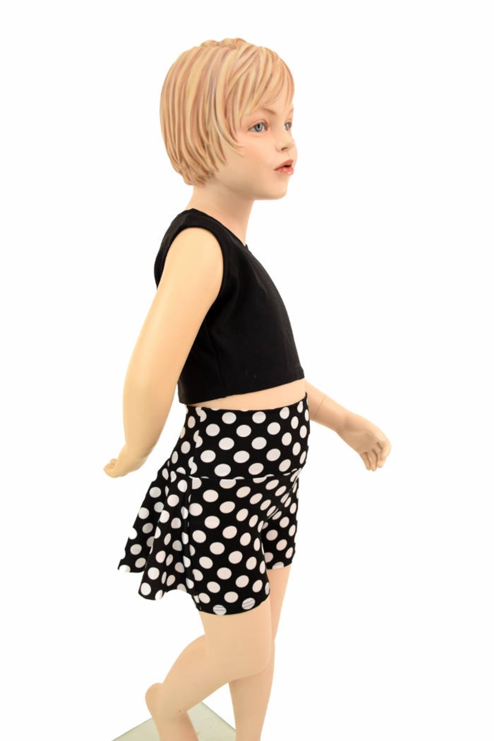 Kids Ruffle Rump Dance Shorts in Black & White Polka Dot | Etsy