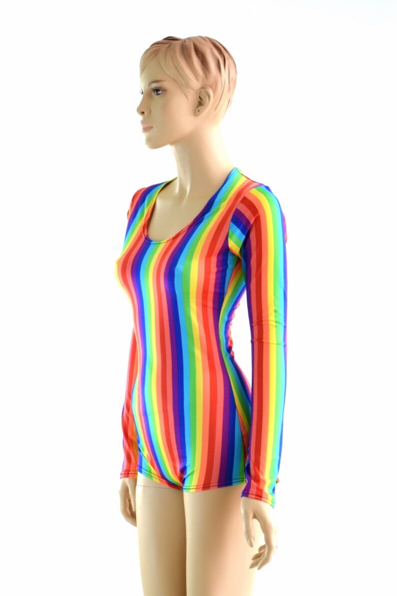 Rainbow Stripe Long Sleeve Romper no Hood Rave Festival | Etsy