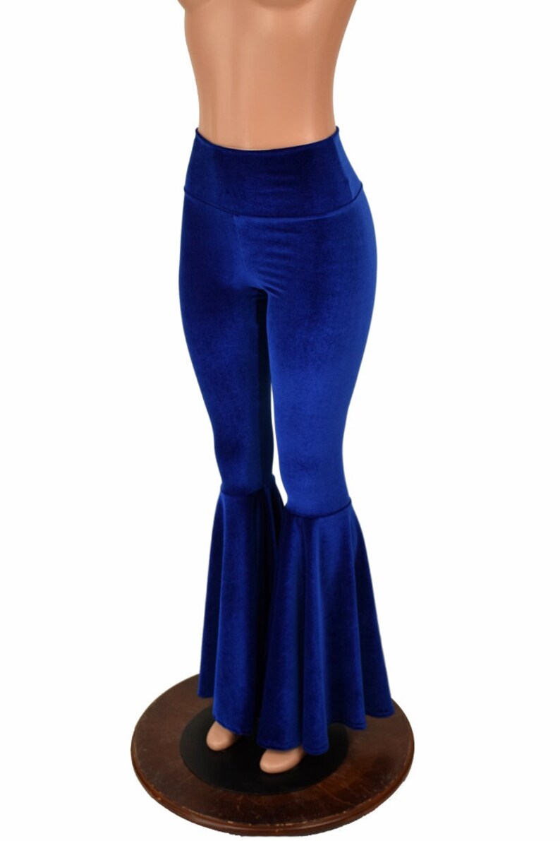 High Waist Bell Bottoms in Sapphire Velvet - - Etsy