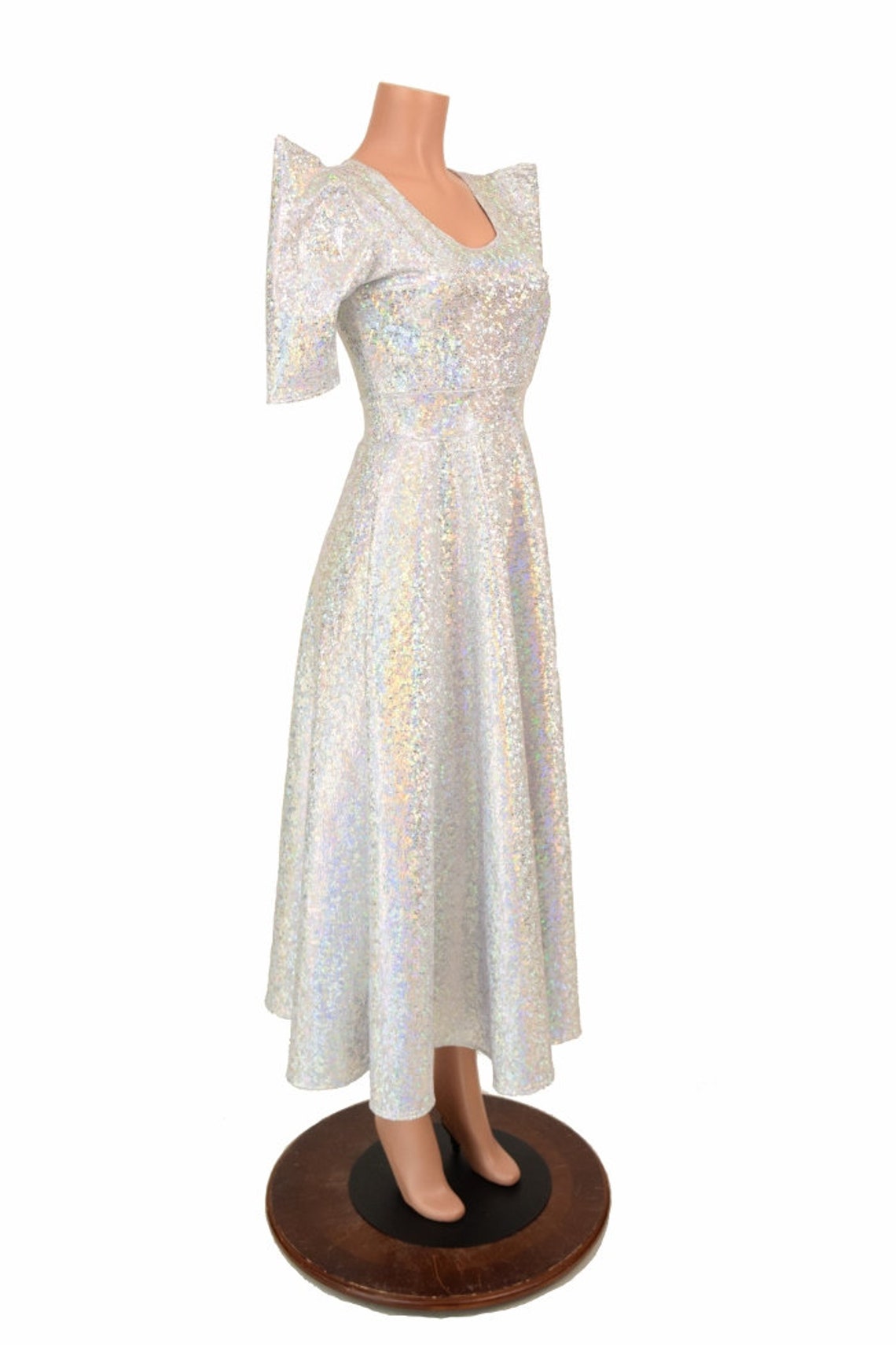 Maxi Length Sharp Shoulder Half Sleeve Scoop Neck "melissa" Gown Dress ...