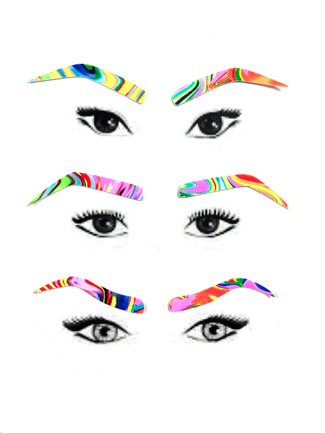 3PC Eyebrow Facial Fashion Kit in UV GLOW Neon Flux Body Stickers Drag ...