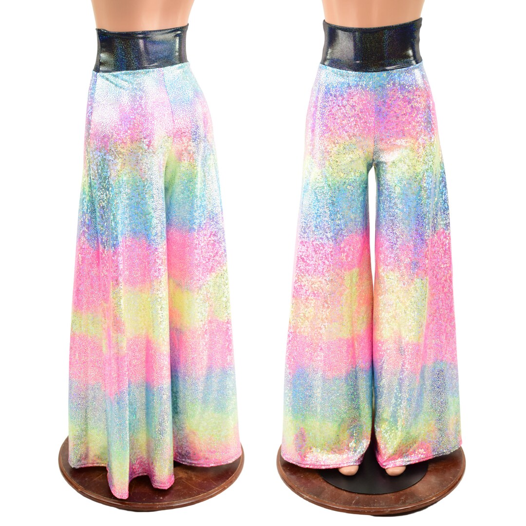 Rainbow Shattered Glass High Waist Wide Leg Pants With Black ...
