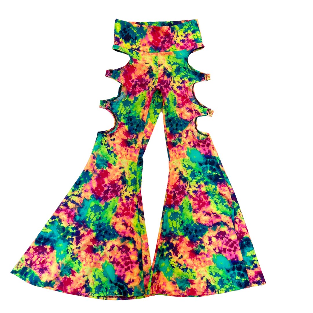 Neon Acid Splash High Waist Solar Flares With Triple Cutouts and O ...