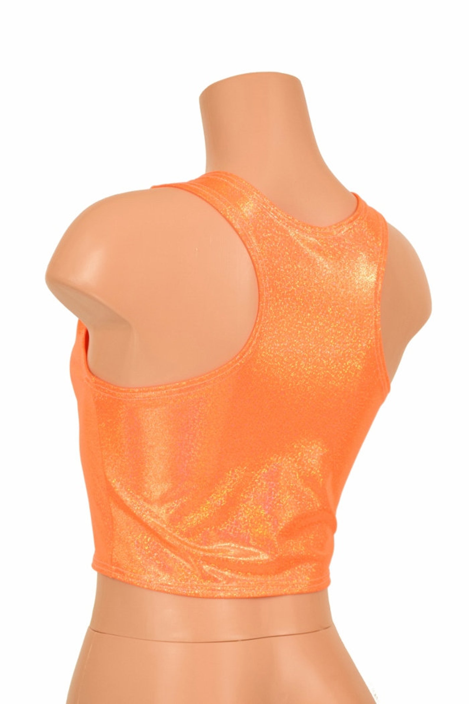 Orange Sparkly Jewel Racerback Crop Top Spandex Clubwear Rave - Etsy