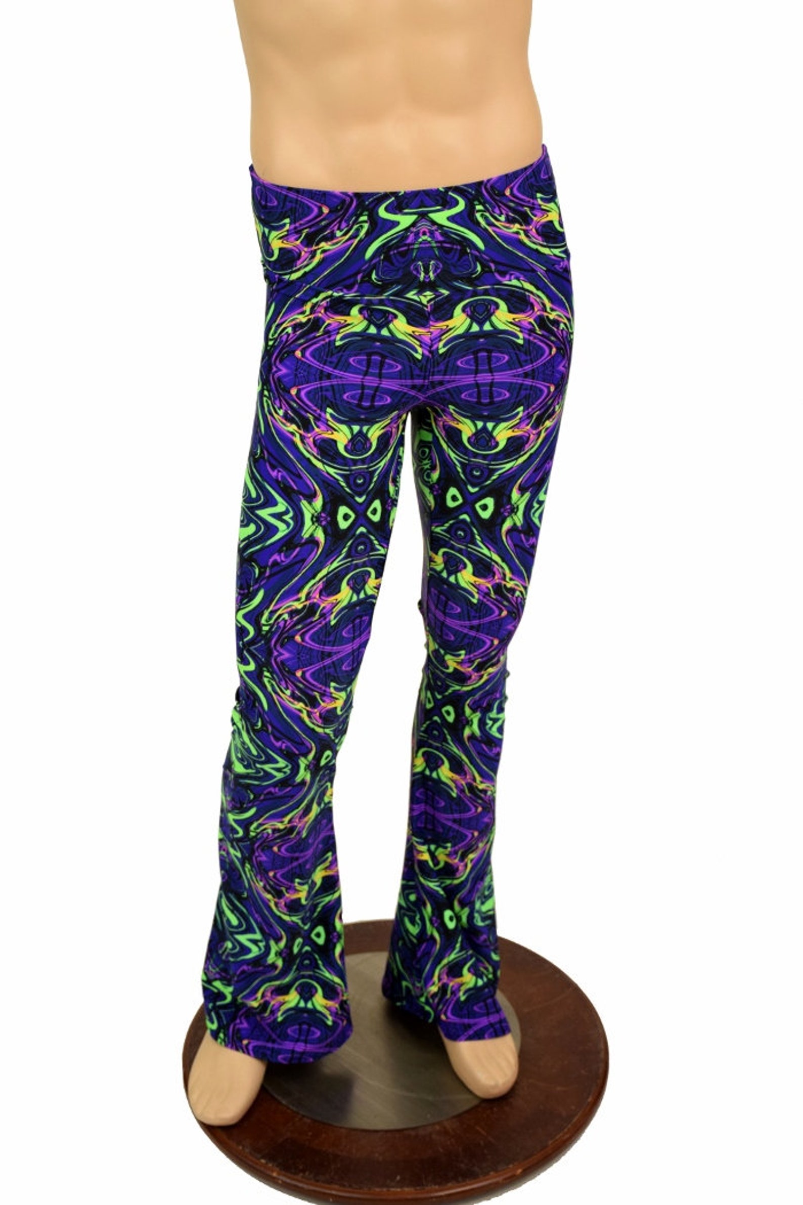 Mens Neon Melt UV GLOW Bootcut Spandex Pants Rockstar Rave - Etsy