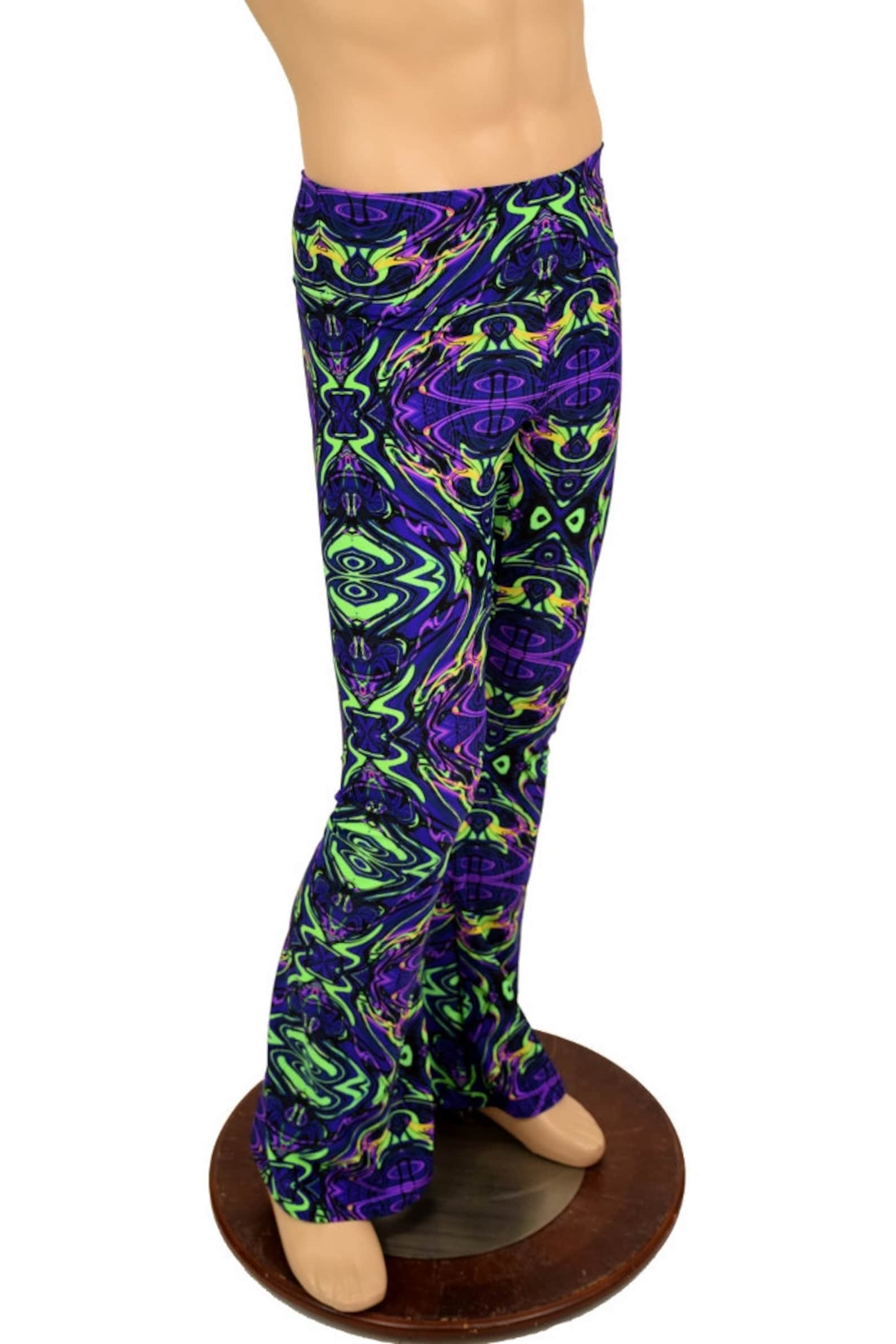 Mens Neon Melt UV GLOW Bootcut Spandex Leggings - - Etsy
