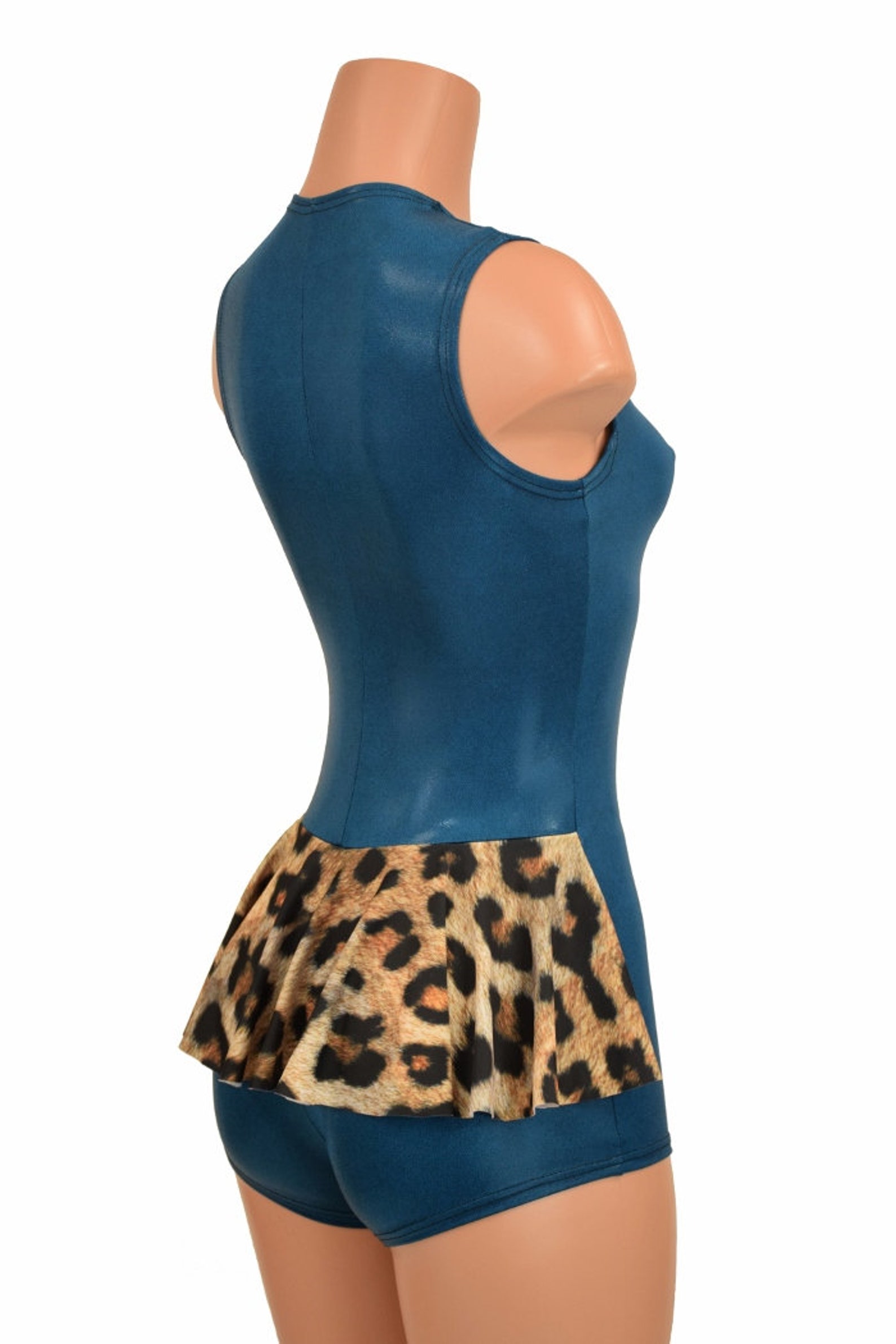 Ruffle Rump Romper in Nile Blue With Leopard Ruffle - Etsy