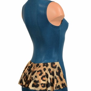Ruffle Rump Romper in Nile Blue With Leopard Ruffle - Sleeveless, Boy ...