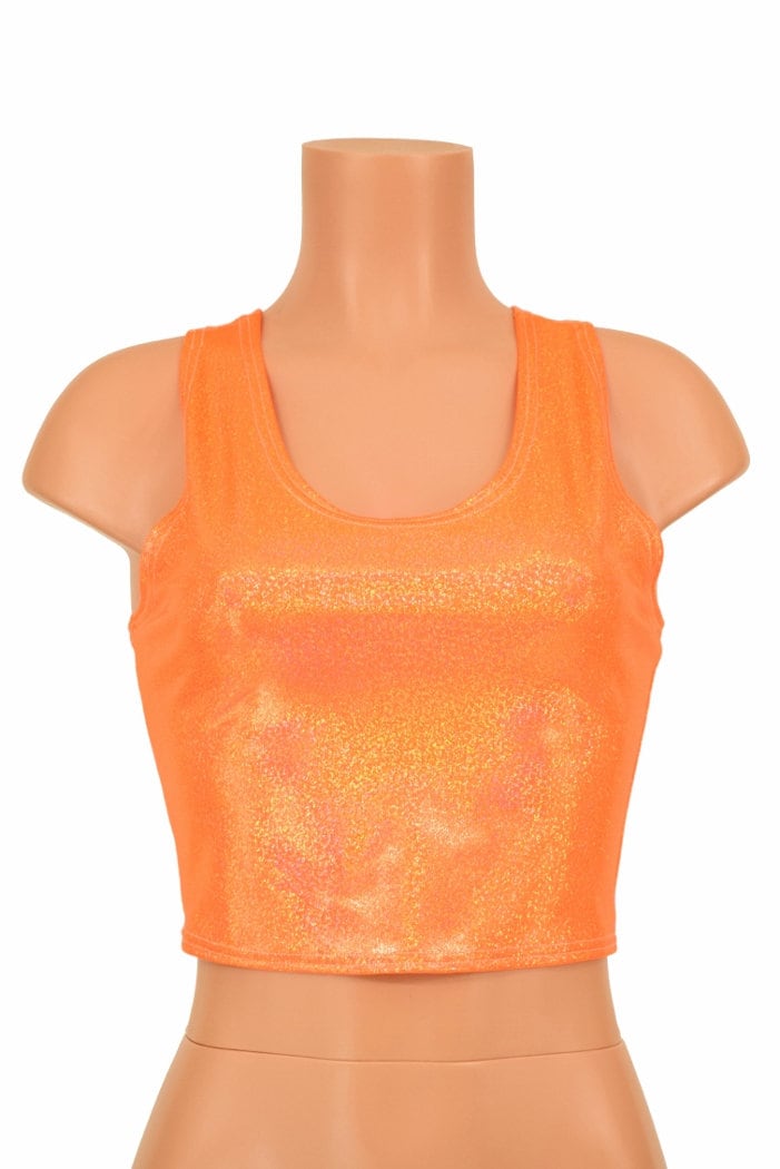 Orange Sparkly Jewel Racerback Crop Top Spandex Clubwear Rave - Etsy