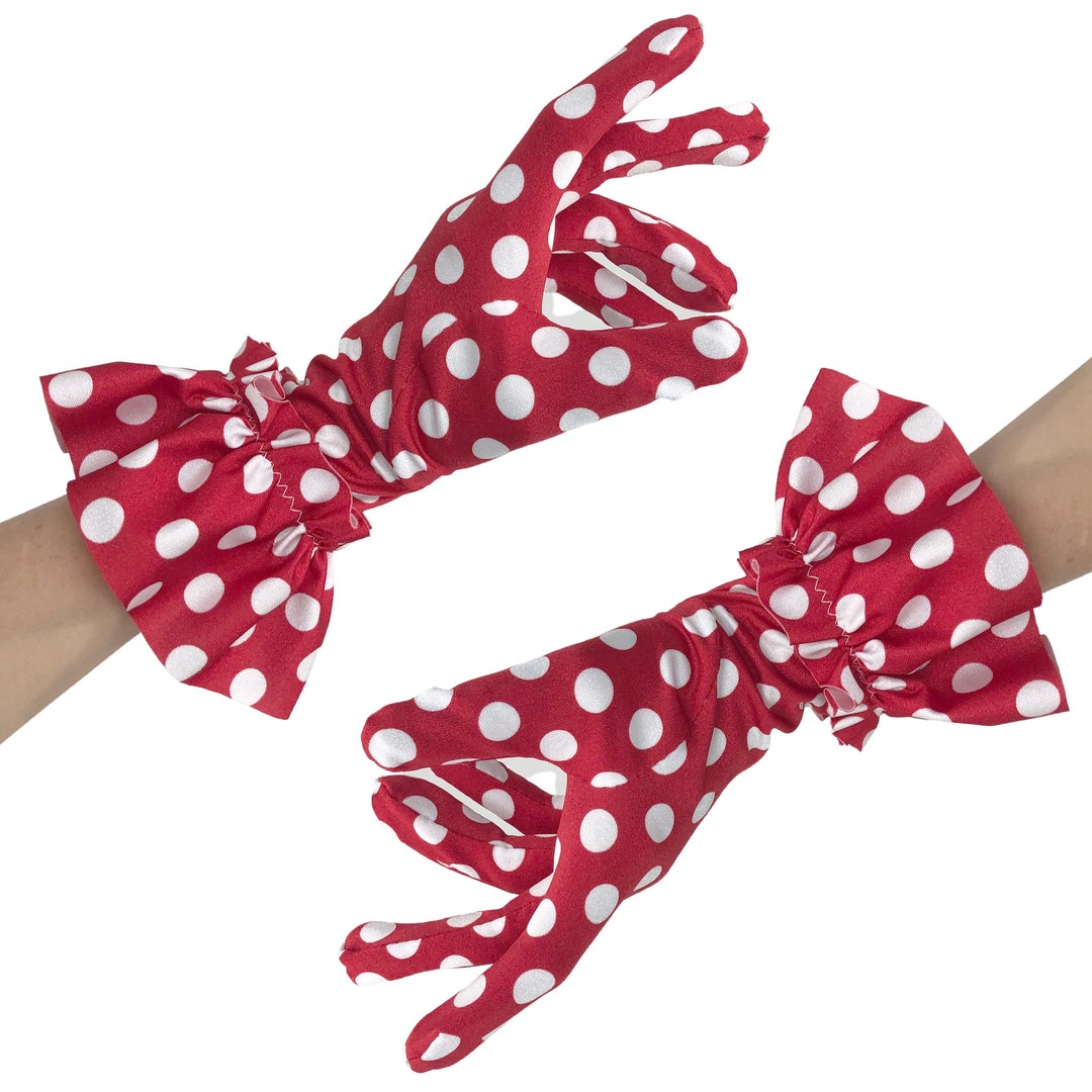 Red and White Polka Dot Gloves With Ruffle 157708 - Etsy