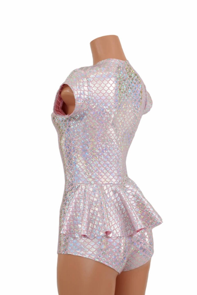 Pink & Silver Mermaid Scale Cap Sleeve Romper W/ruffle Rump - Etsy