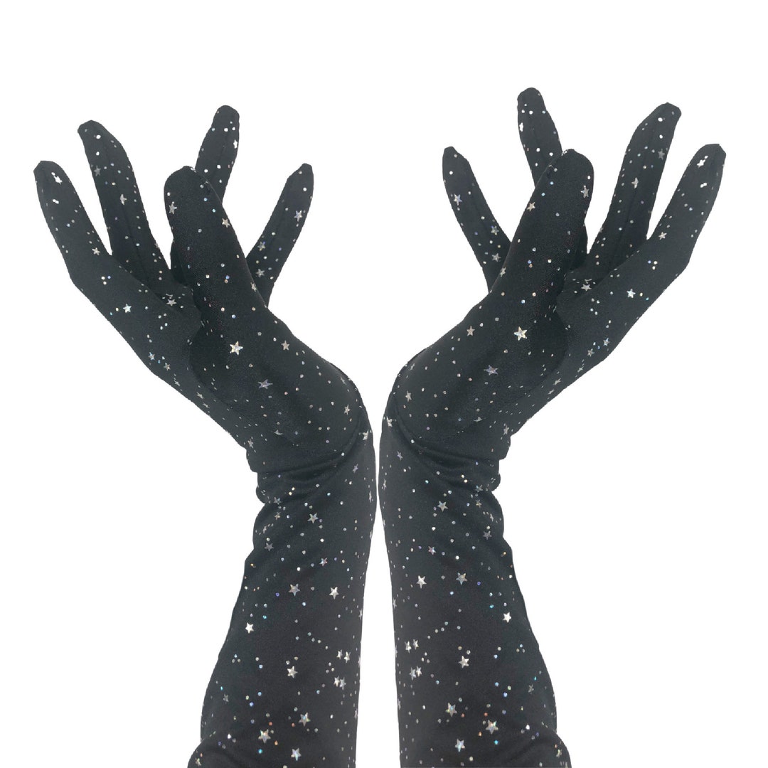 Star Noir Holographic Spandex Gloves - Etsy