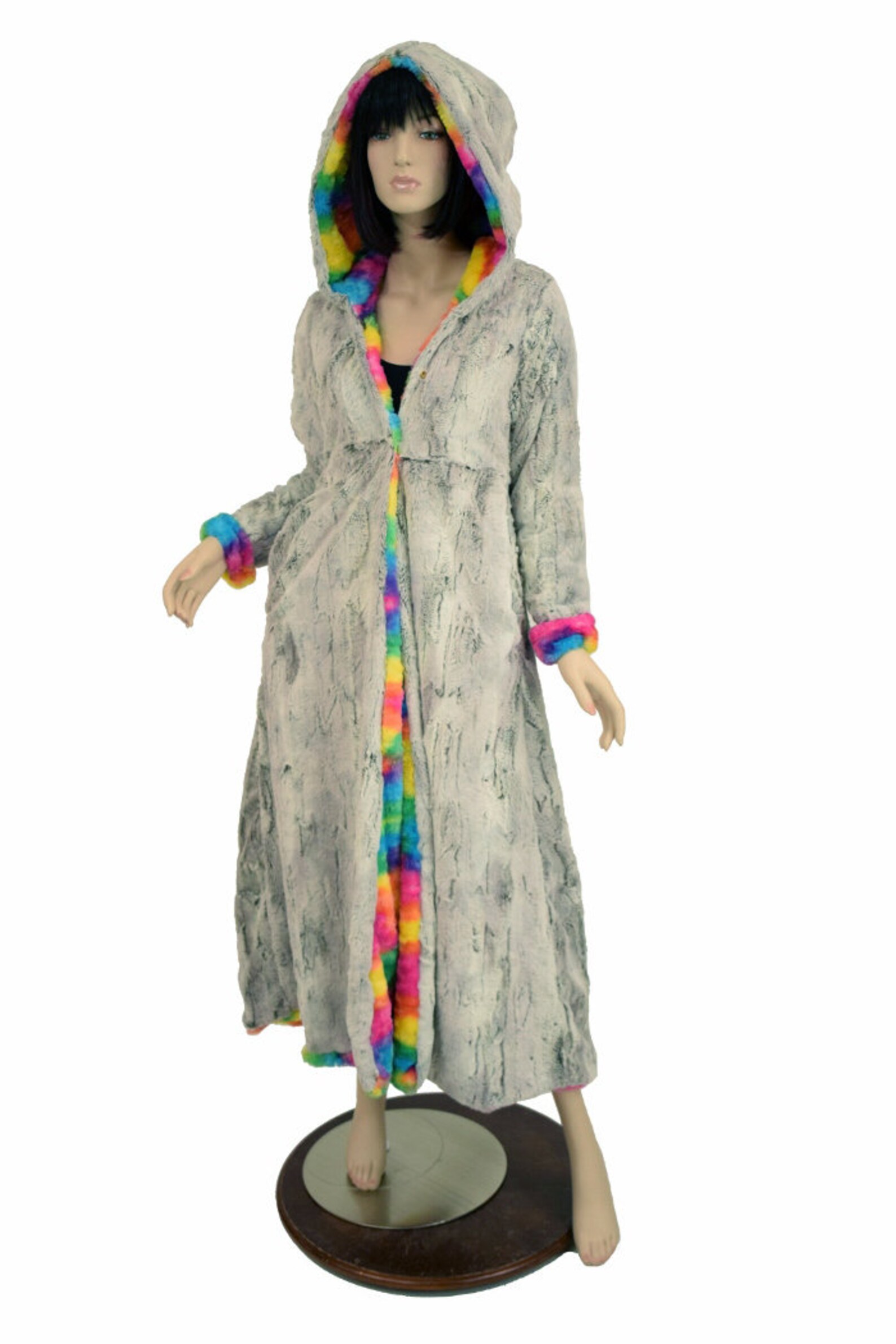 Reversible Full Length Faux Fur Duster in Sterling Fox and - Etsy