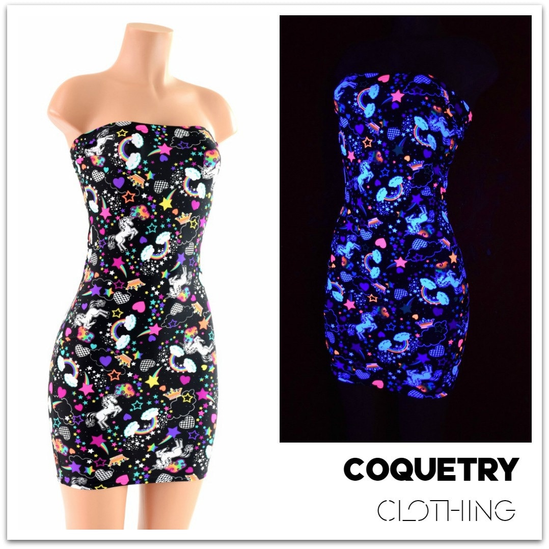 Neon Unicorns and Rainbows Strapless Bodycon Tube Dress - Etsy