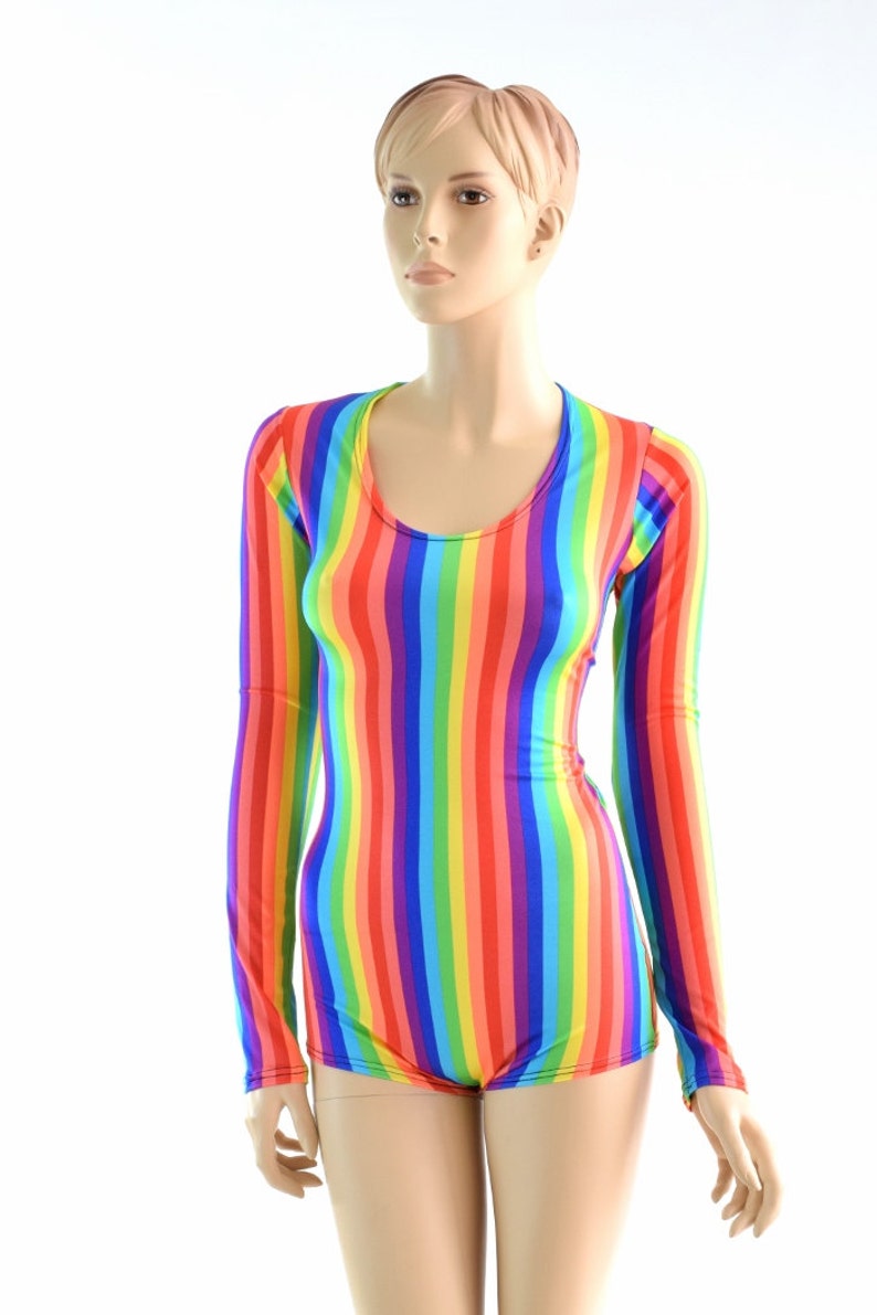 Rainbow Stripe Long Sleeve Romper no Hood Rave Festival | Etsy