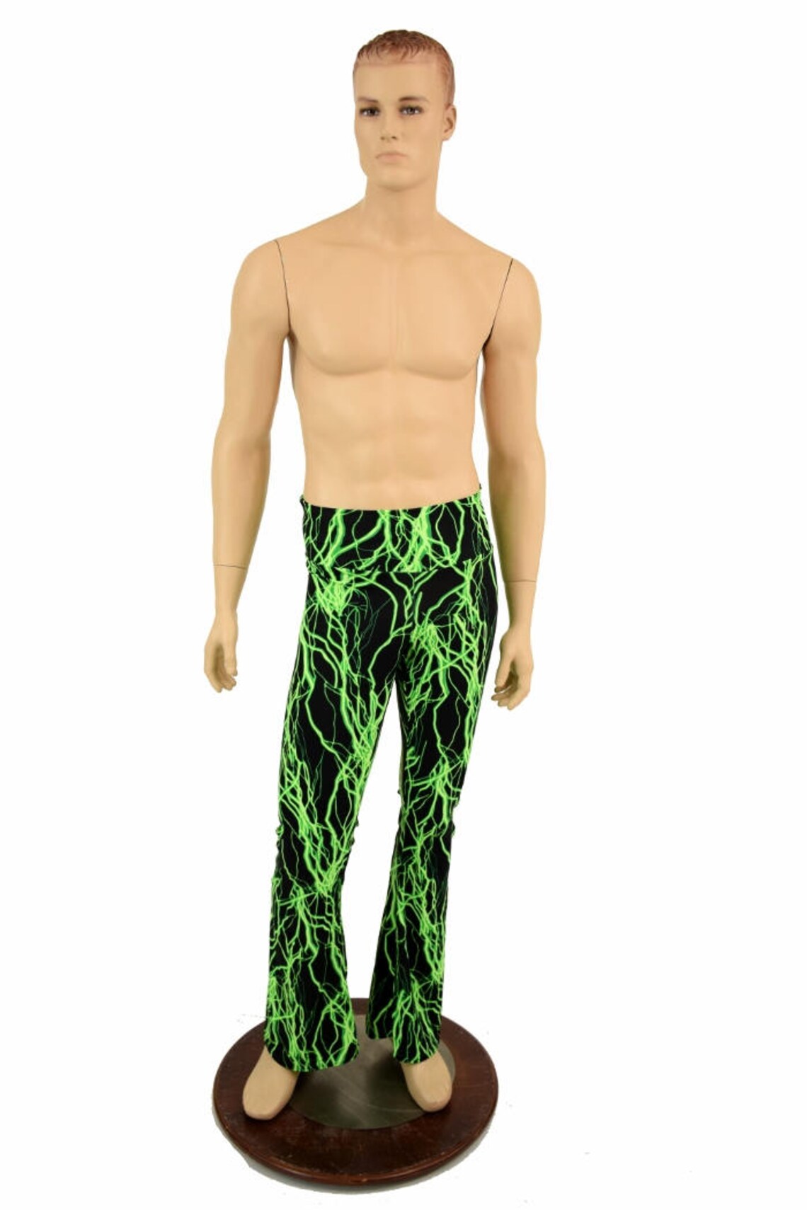 Mens Neon UV Glow Green Lightning Bootcut Pants - - Etsy