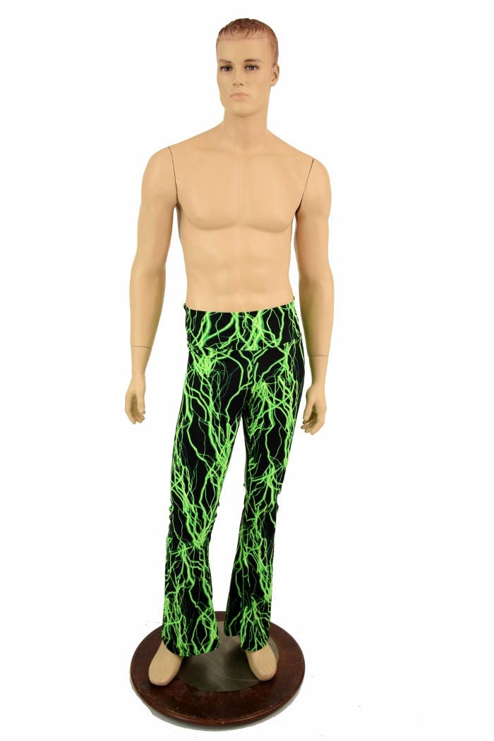 Mens Neon UV Glow Green Lightning Bootcut Pants -155091 - Etsy
