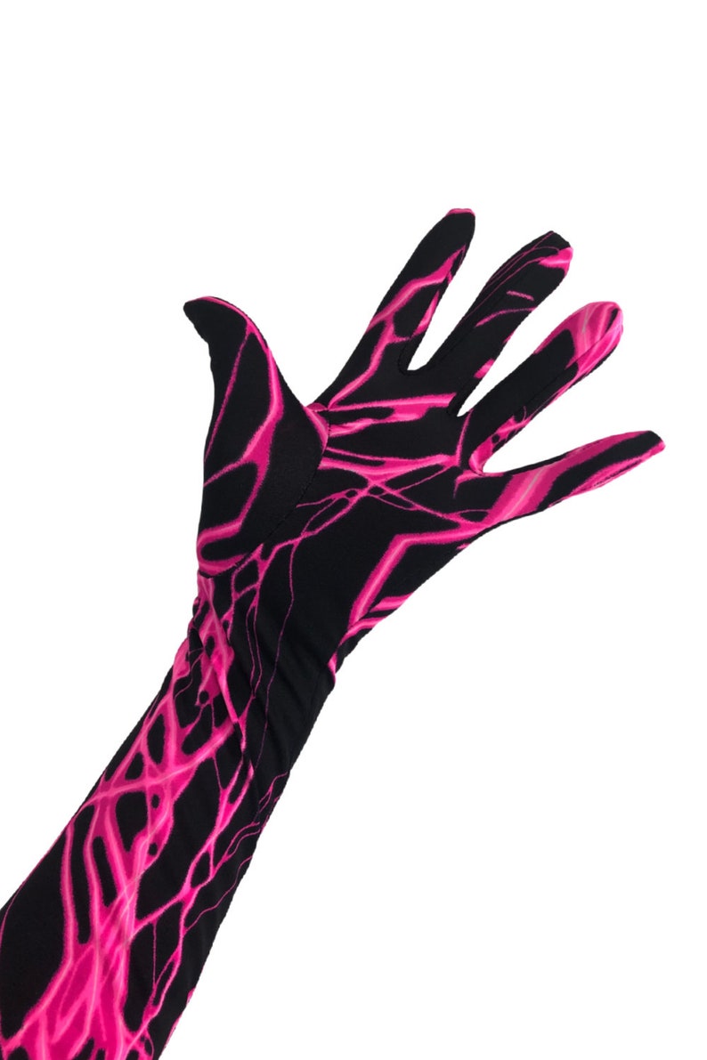 UV Glow Neon Pink Lightning Gloves - Etsy
