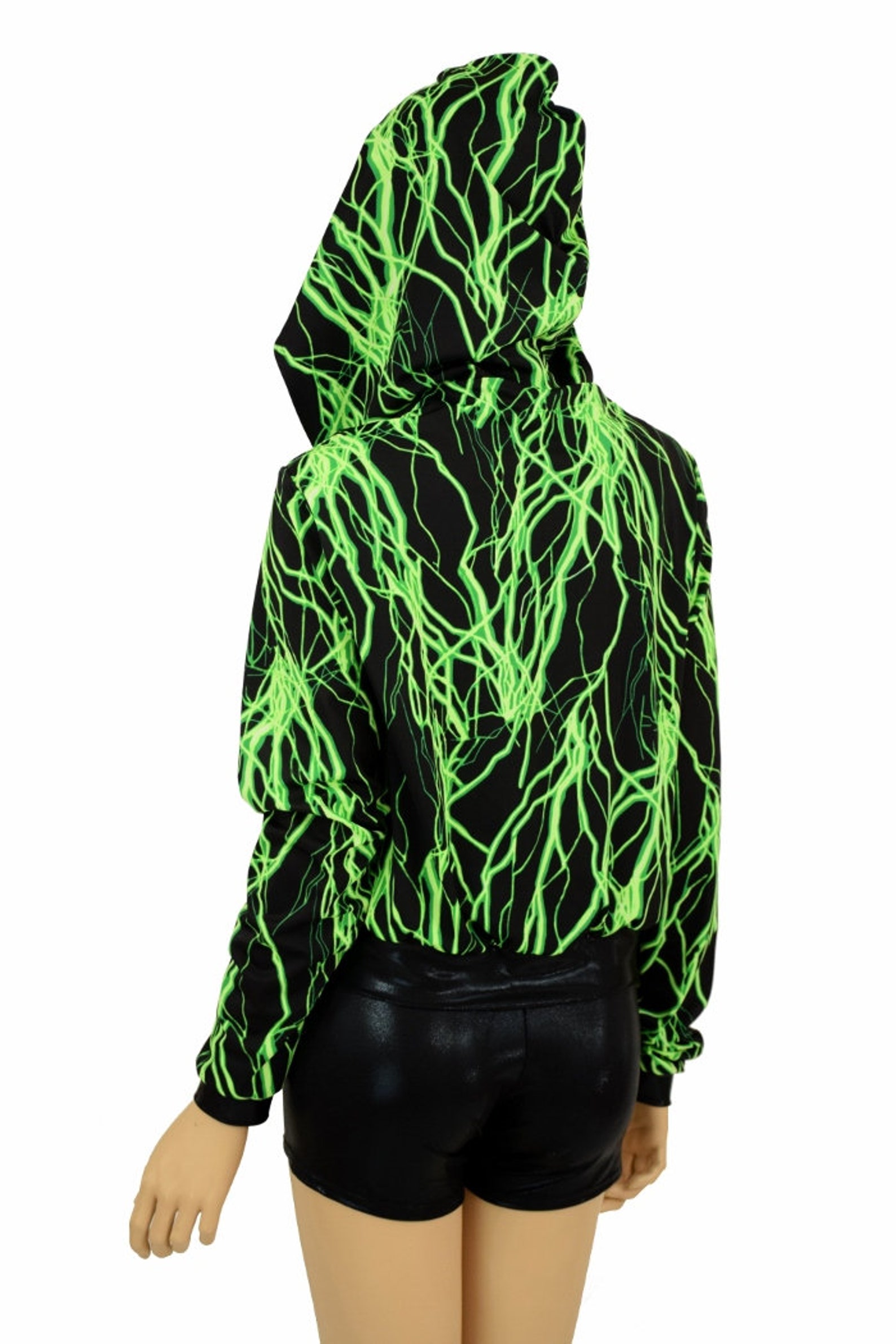 Green Lightning UV GLOW Long Sleeve Zipper Front Cropped "kimberly ...