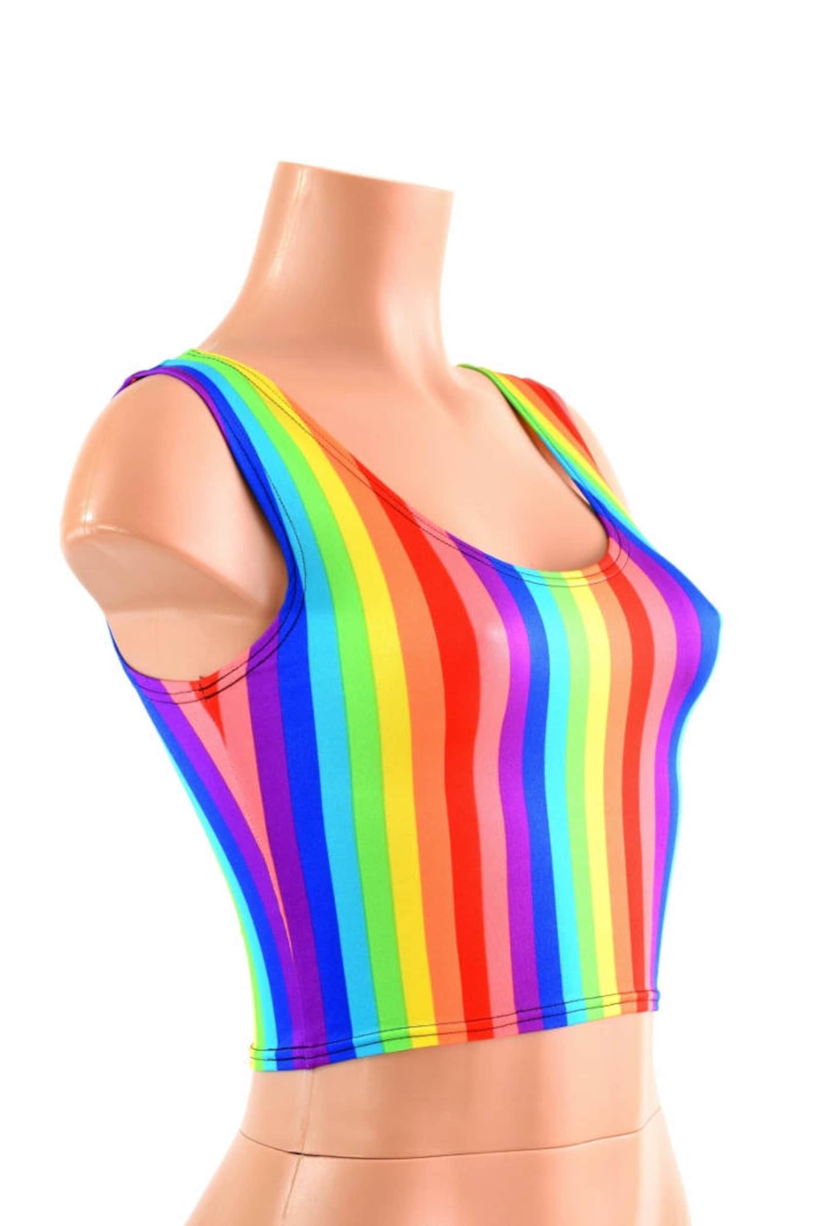 Vertical Rainbow Stripe Crop Tank - - Etsy