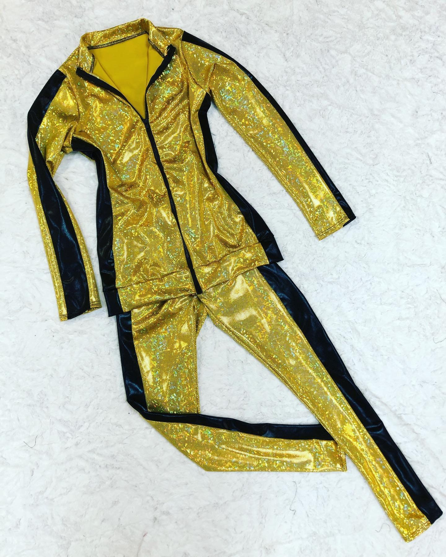 Gold Tracksuit With Black Side Panel Stripes Gold on Gold | Etsy