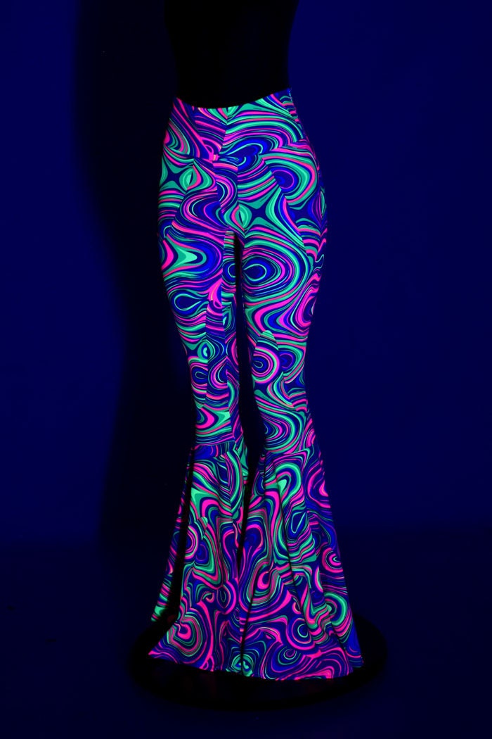 High Waist Bell Bottom Flares in Neon UV Glow Worm 150536 - Etsy