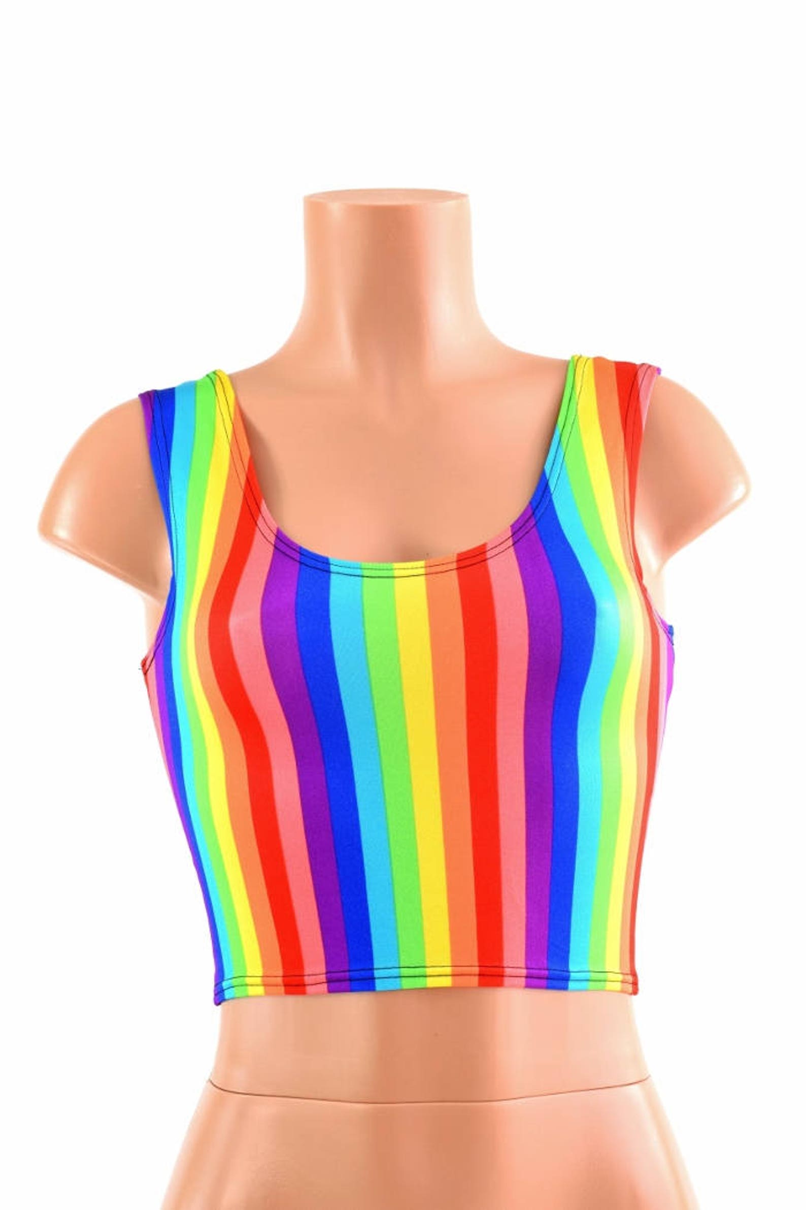 Vertical Rainbow Stripe Crop Tank 152281 | Etsy