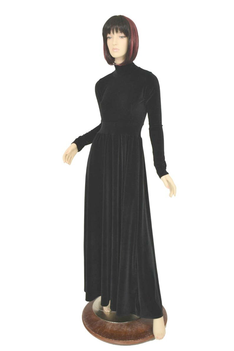 Maxi Length Long Sleeve "fiona" Gown Dress With Turtle Neck Black ...