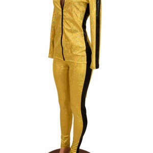Gold Tracksuit With Black Side Panel Stripes Gold on Gold Shattered ...