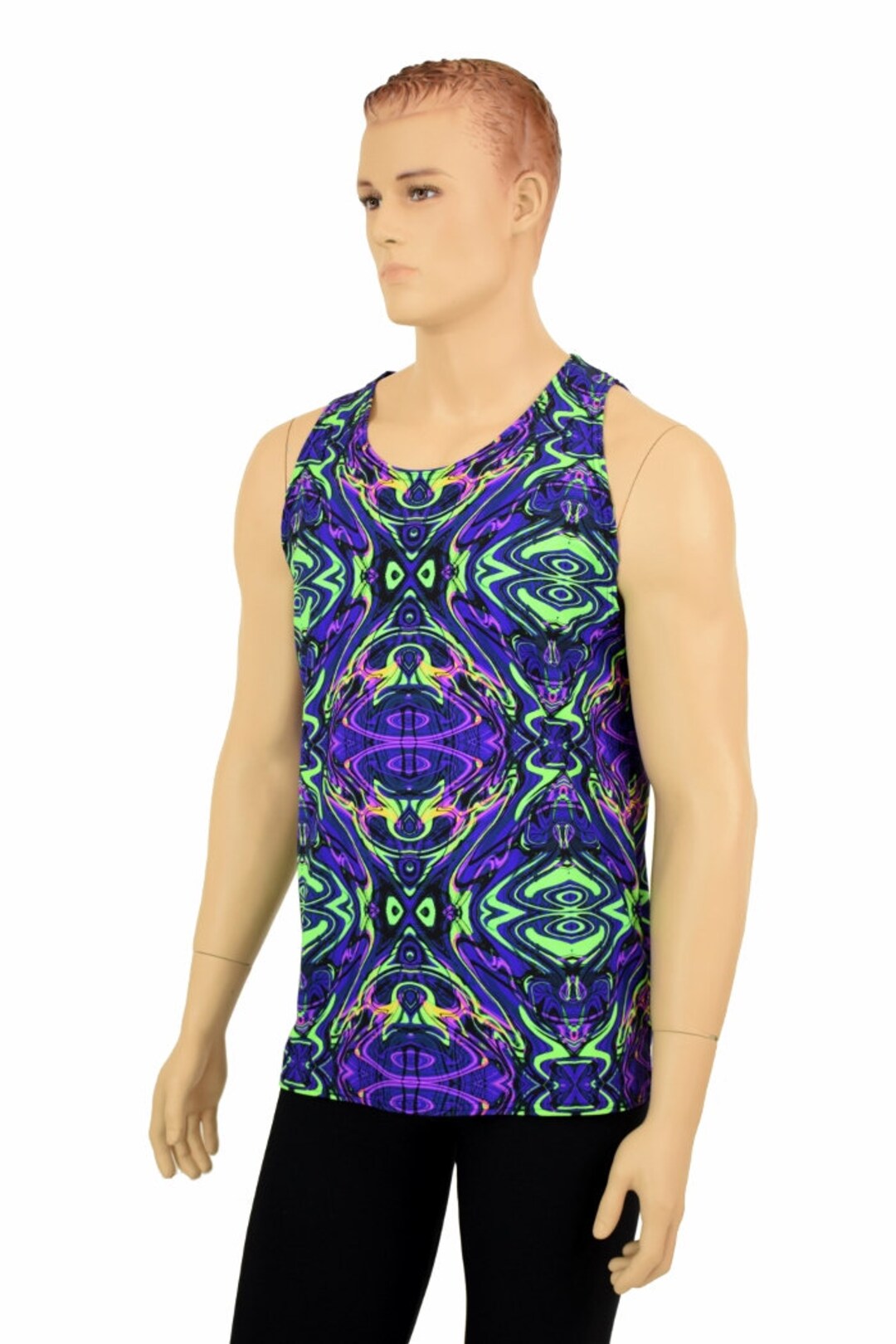 Mens UV Neon Melt Spandex Muscle Shirt - - Etsy