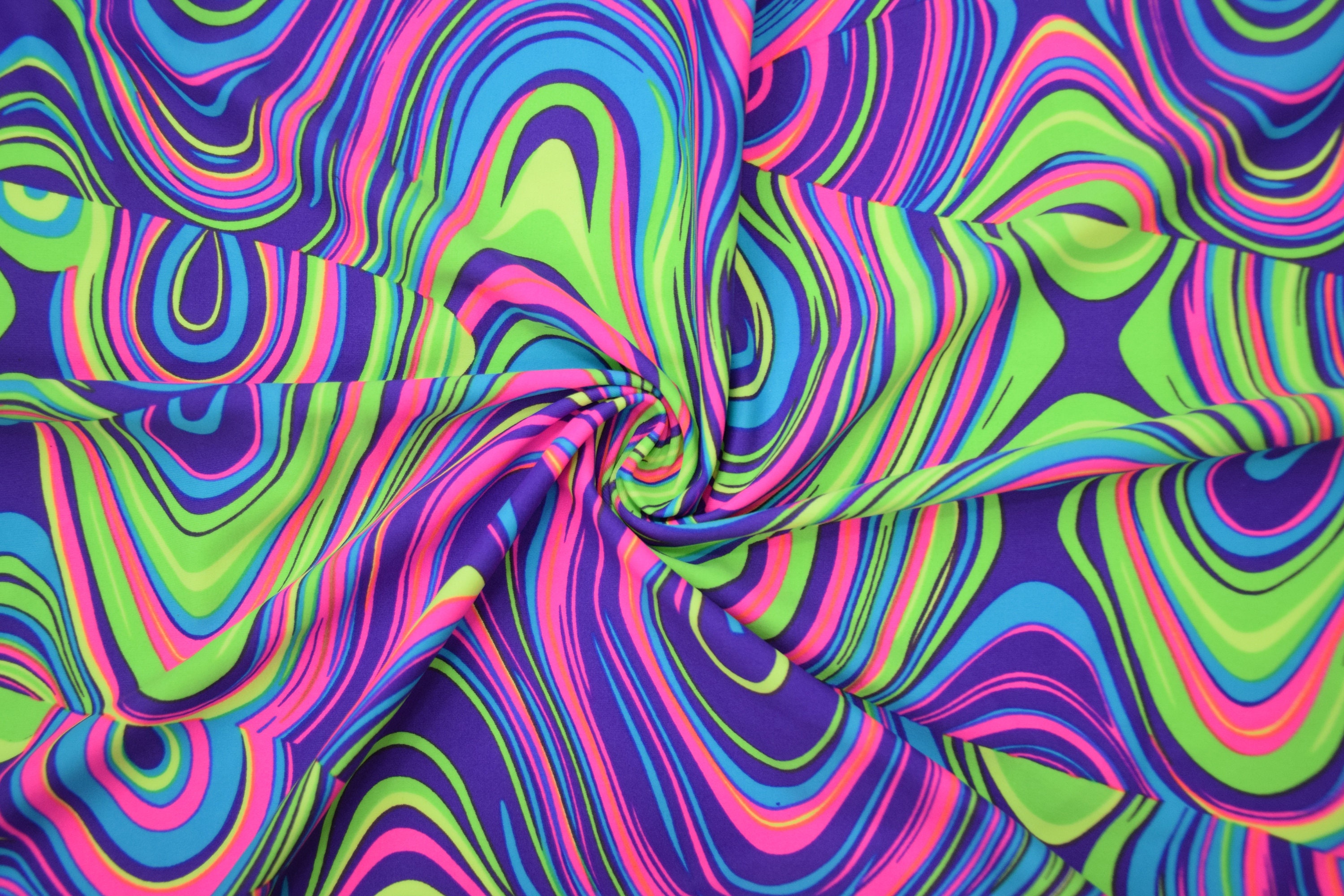 UV Glow Worm Neon Print Spandex Fabric by the Yard | Etsy